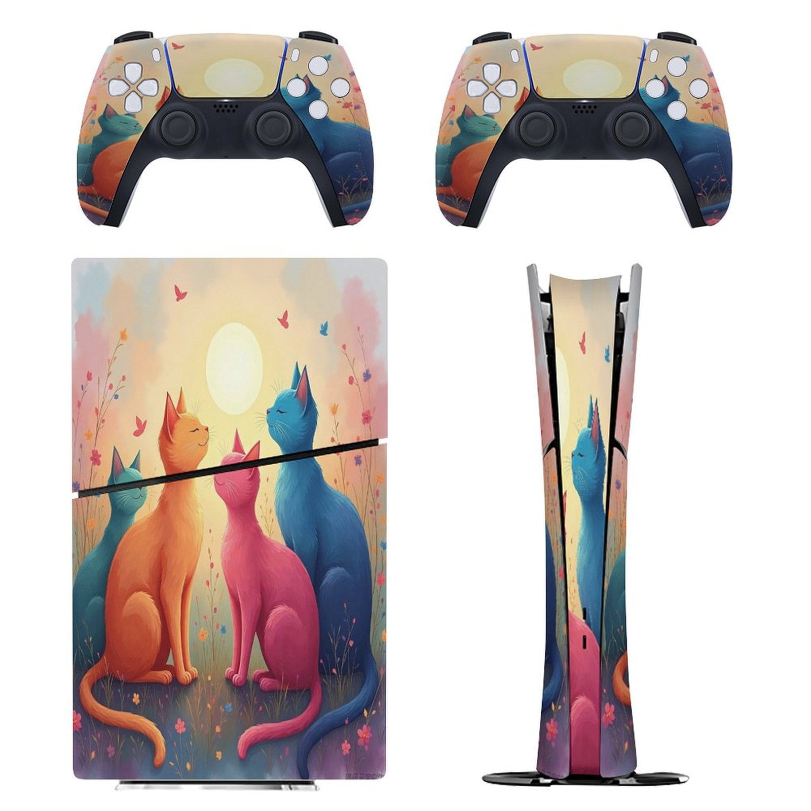 Four Cats in Spring PS5/PS5 Slim Digital Disc Skin Sticker For Console ...