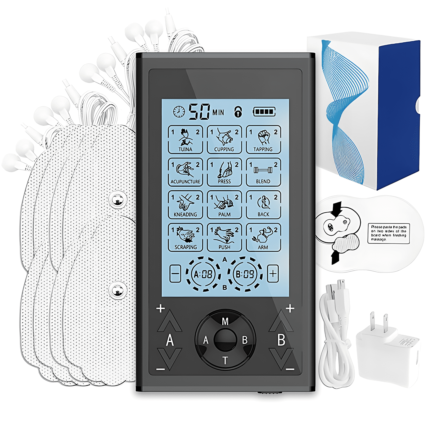 Four Channel TENS Unit Muscle Stimulator - 24 Modes EMS Massage Machine ...