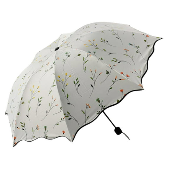 Four Color Flower Folding Umbrella, Thickened Plastic Sun Protection ...