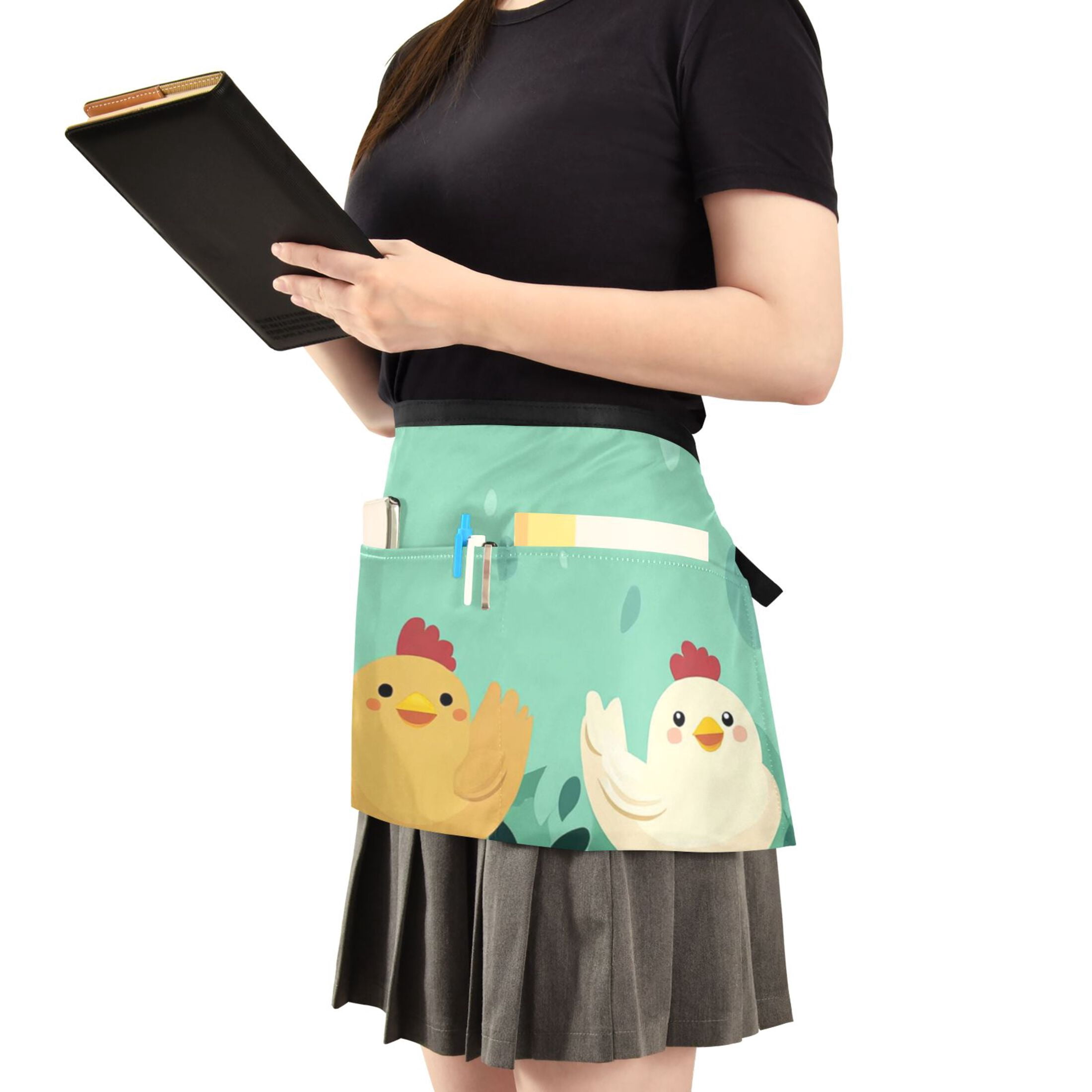 Four Cute Chicks Server Apron with 3 Pockets Waist Apron for Waiter ...