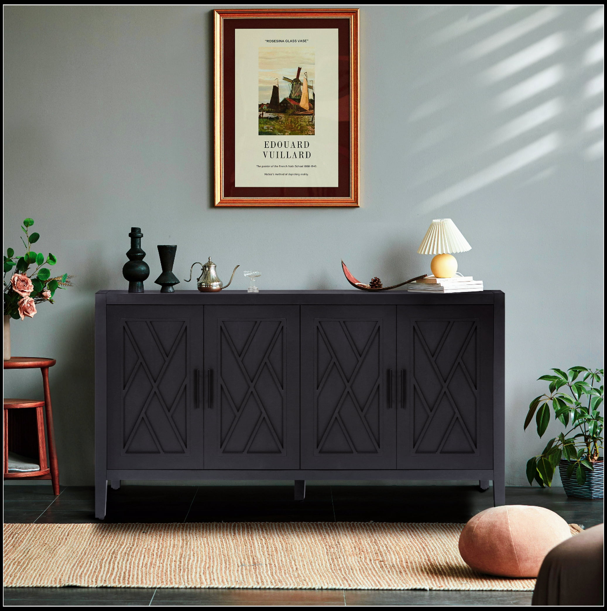 Four Door Wooden Twill Sideboard American Country Vintage Old Living ...