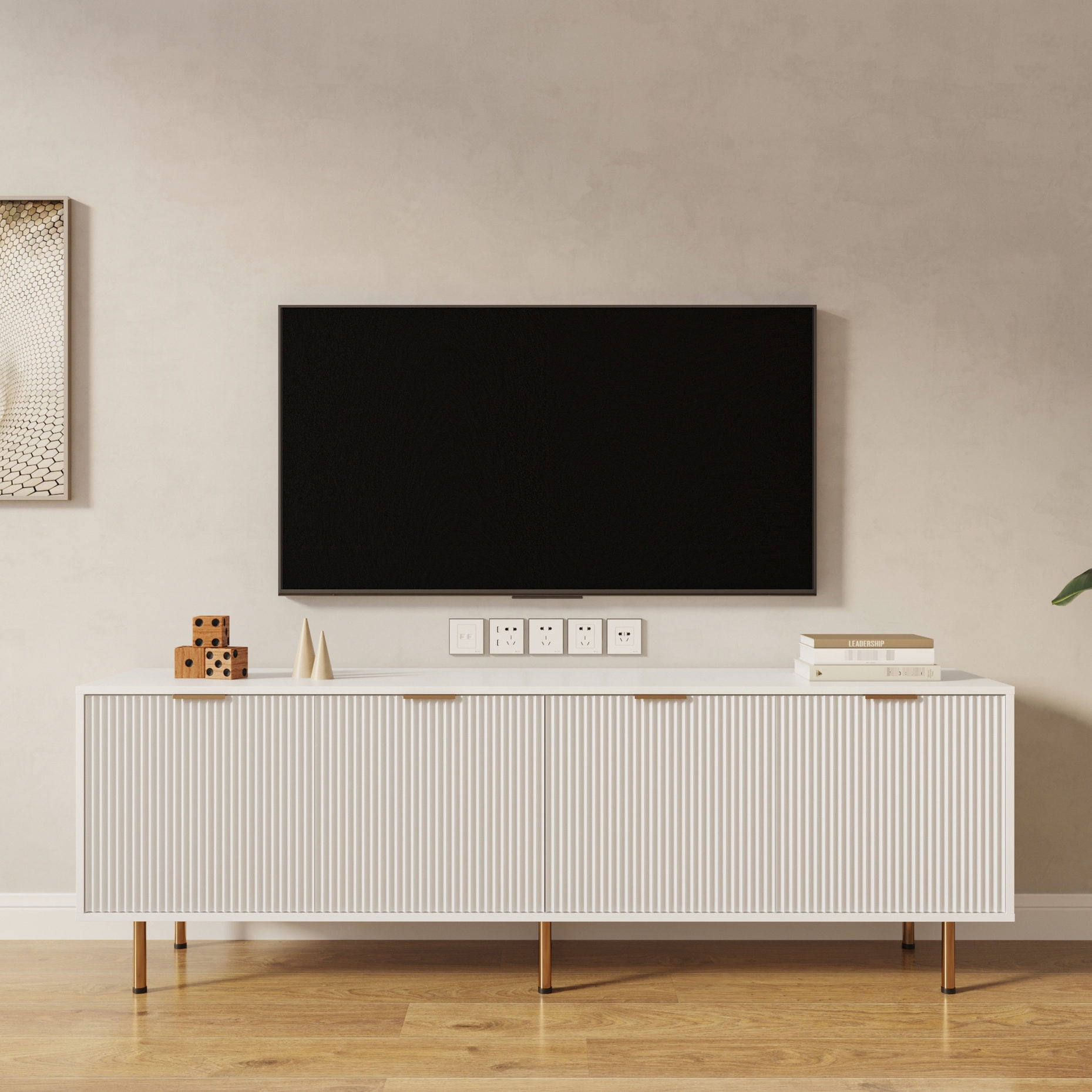 Four-Drawer TV Stand+MDF Material”-“Quality Construction+Long-Lasting ...