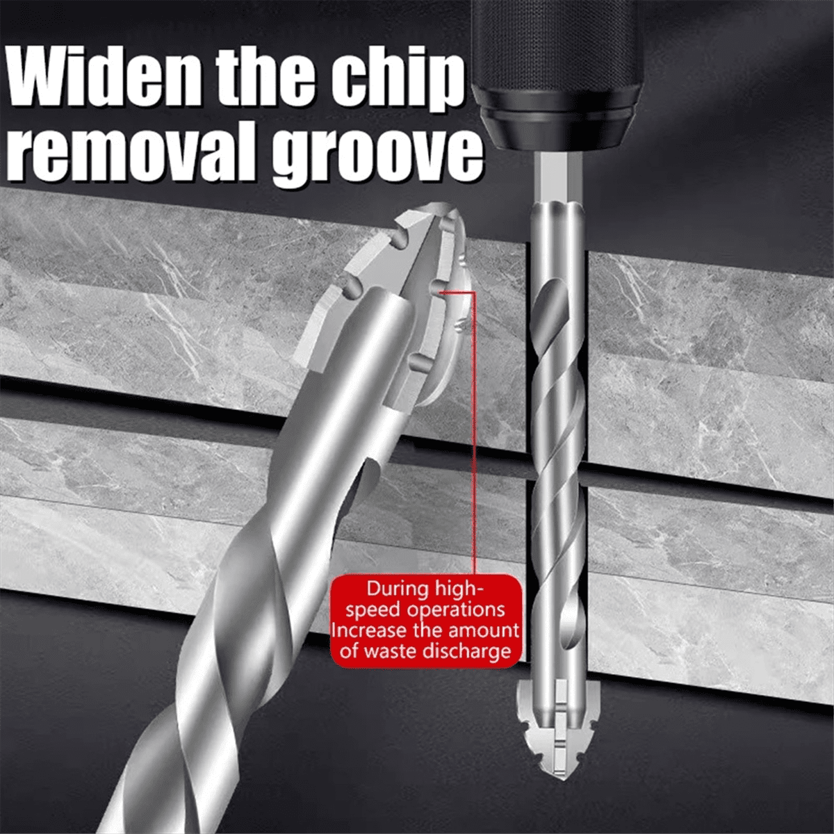 Four-Edged Eccentric Drill Bit Skewed Head High Hardness Concrete Drill ...