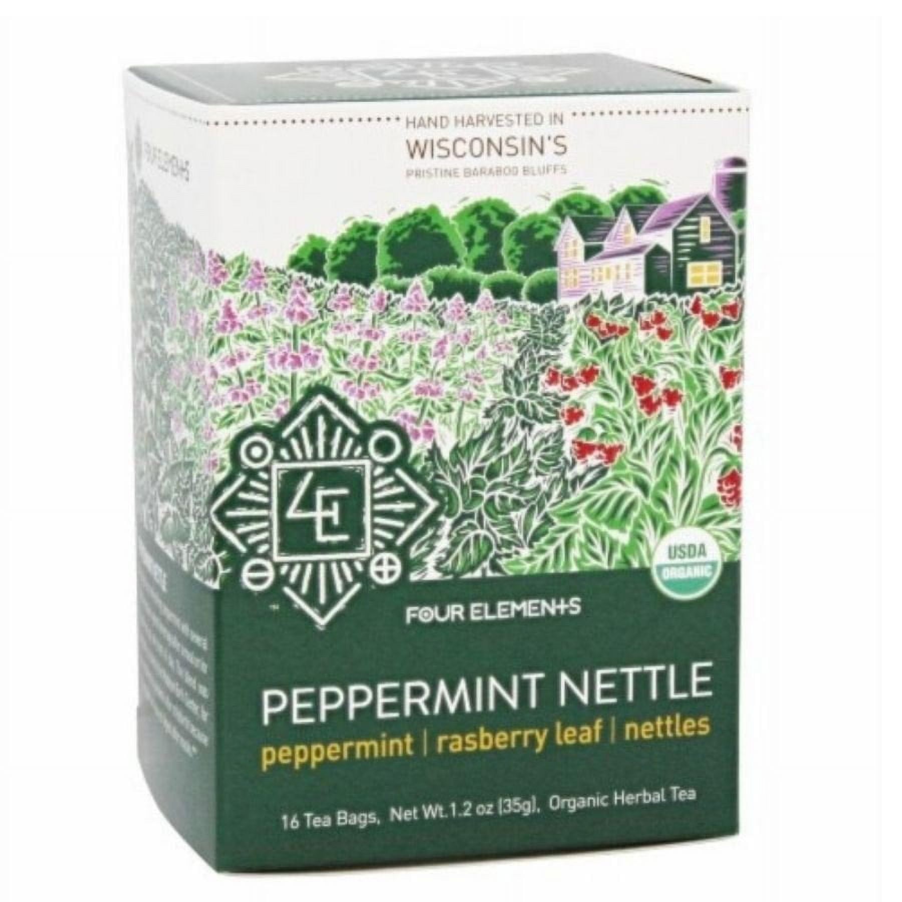 Four Elements Herbals - Organic Herbal Tea Peppermint Nettle - 16 Tea ...