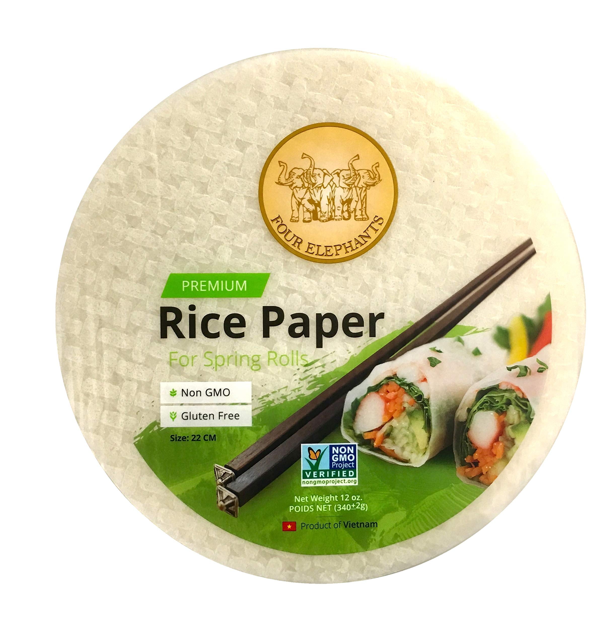 Four Elephants Premium Spring Roll Rice Paper Round Wrappers 12 oz Non ...