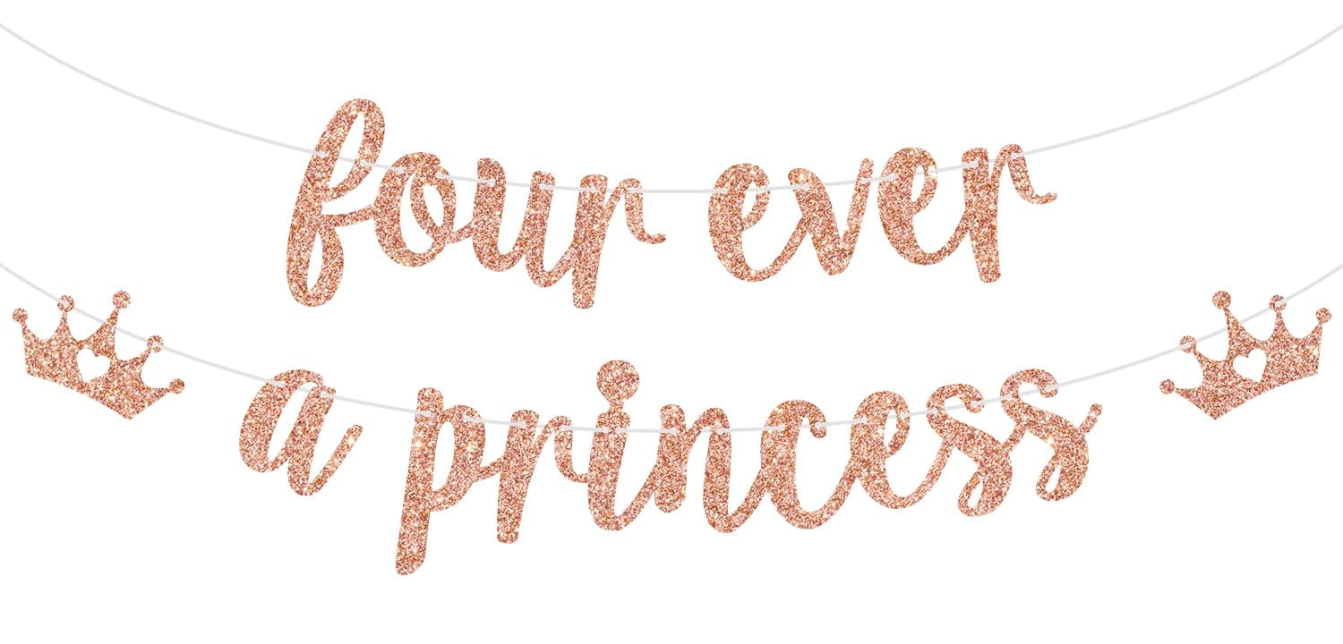 Four Ever A Princess Banner, Four Ever Magical, Princess 4th Birthday ...