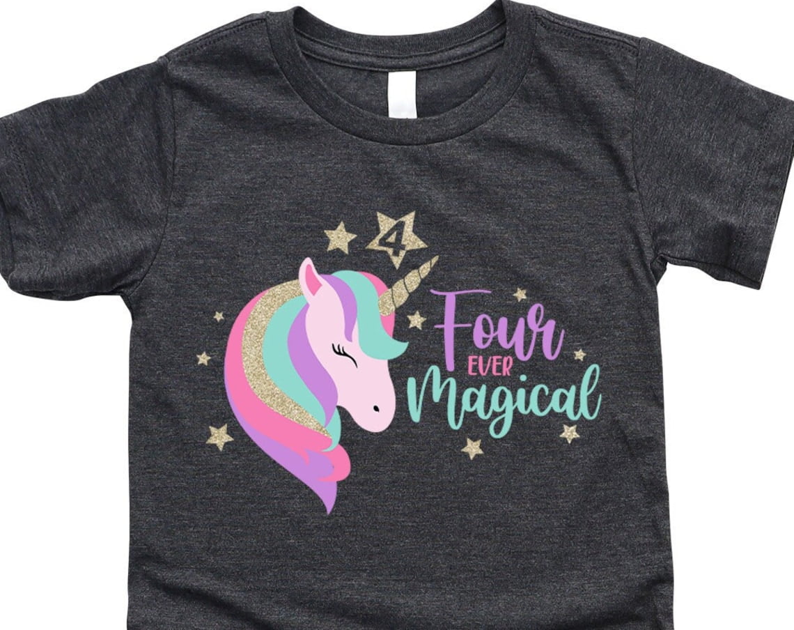 Four Ever Magical Shirt, 4Th Birthday Shirt, Unicorn Kids Birthday ...