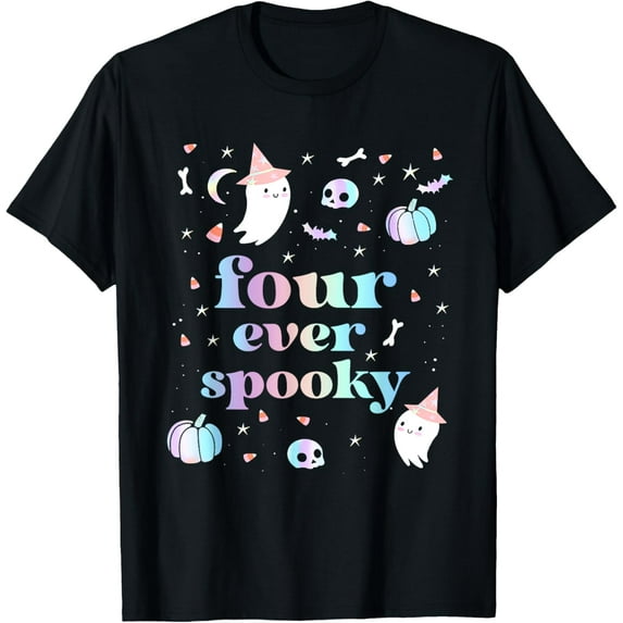 Four Ever Spooky Birthday Girl 4 Year Old Cute Halloween T-Shirt ...