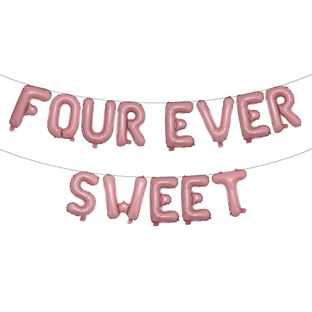 Four Ever Sweet Birthday Decorations, 4 Four Years Old Fourth 4th Girl ...