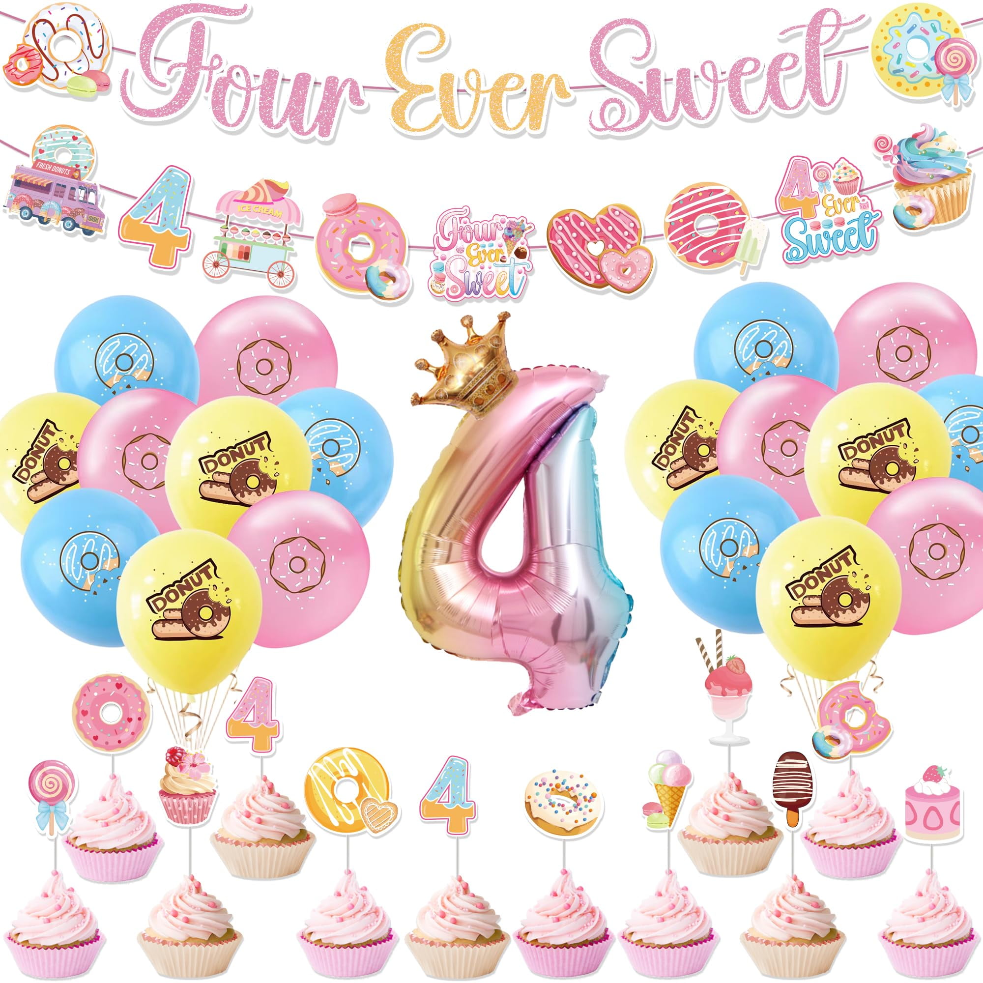 Four Ever Sweet Birthday Decorations Girl AFN1Include Four Ever Sweet ...