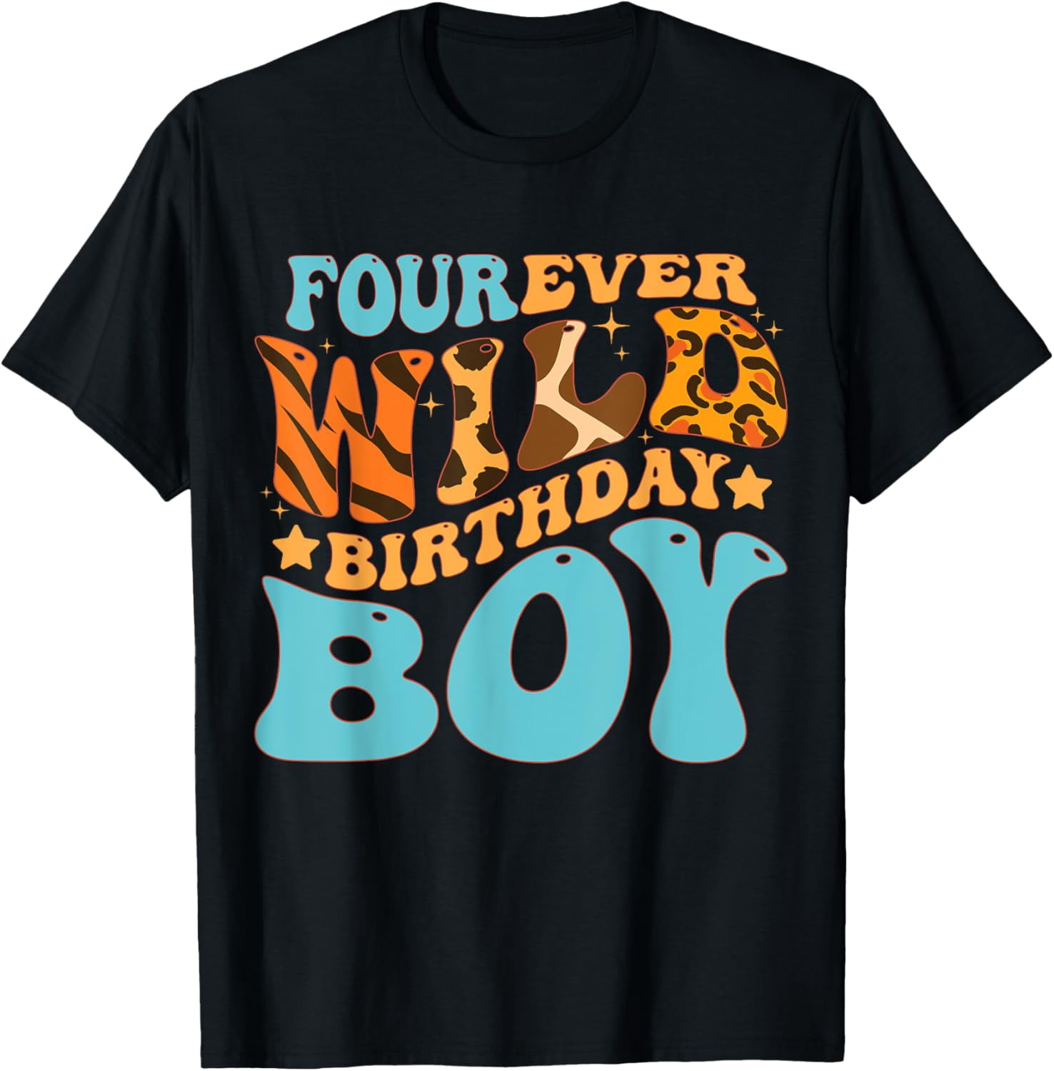 Four Ever Wild Birthday Boy Retro Groovy Safari Zoo Themed T-ShirtMen ...
