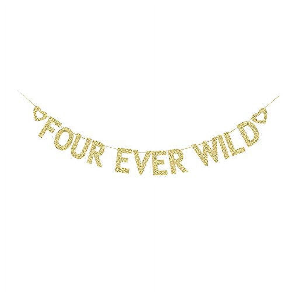 Four Ever Wild Gold Gliter Paper Banner, Little Boys/Girls' 4th ...