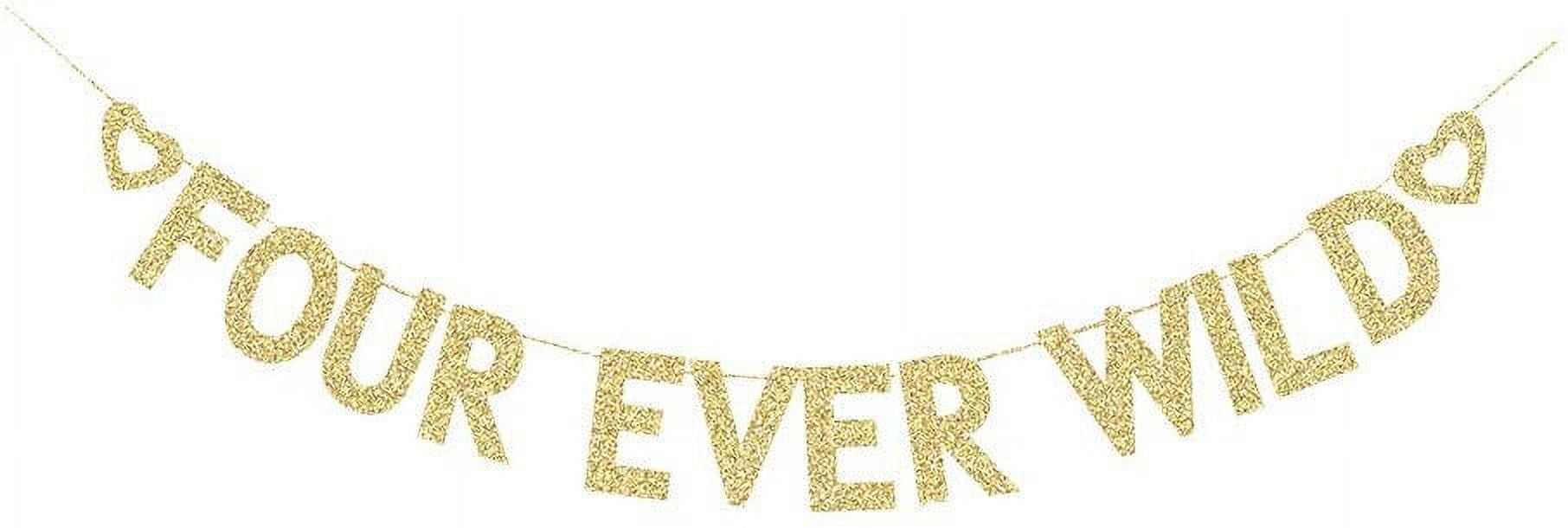 Four Ever Wild Gold Gliter Paper Banner, Little Boys/Girls' 4th ...