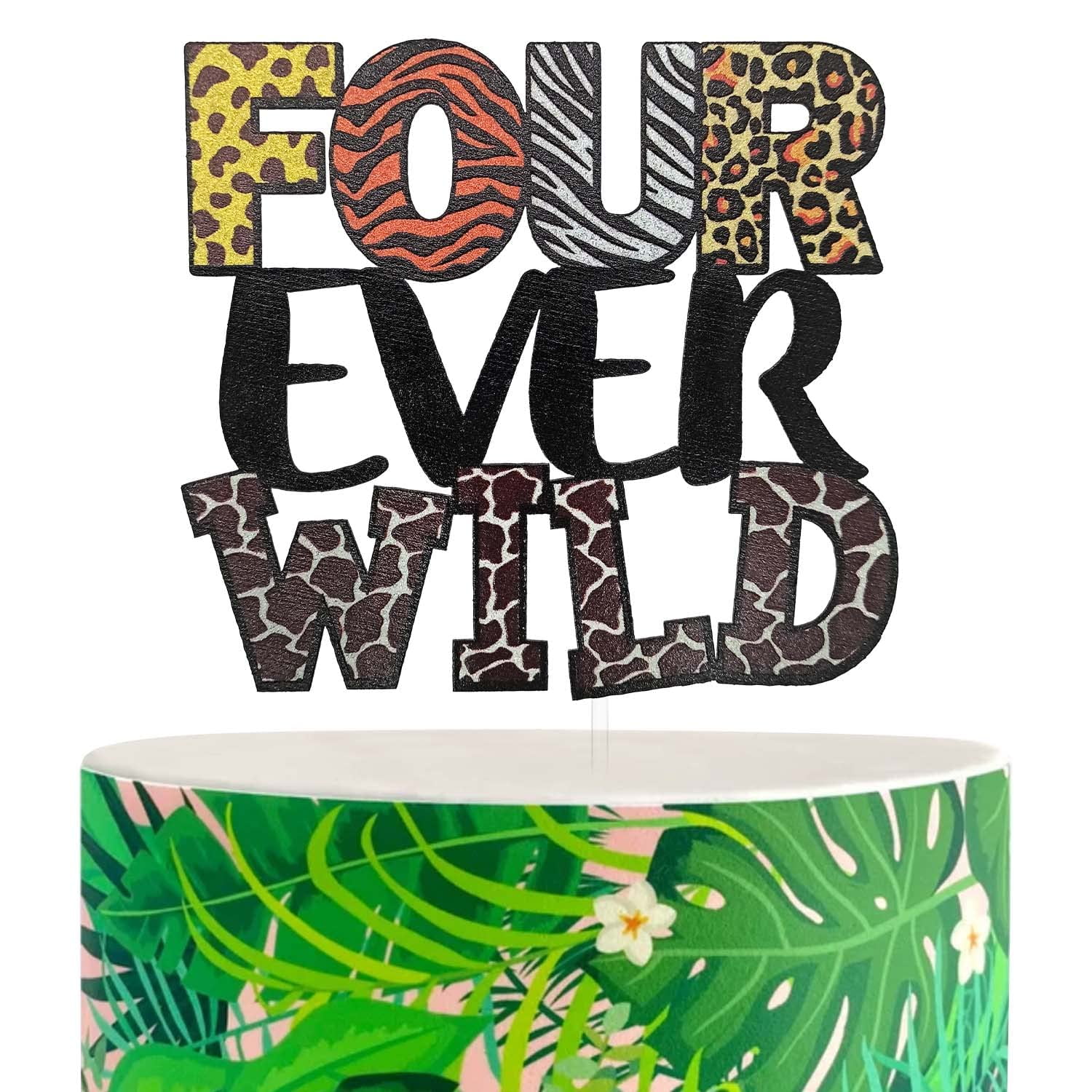 Four Ever WildEGSC Cake Topper, Jungle Safari Theme 4th Birthday Party ...