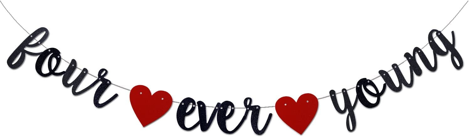 Four Ever Young Banner for 4th Birthday Party Decorations Supplies ...