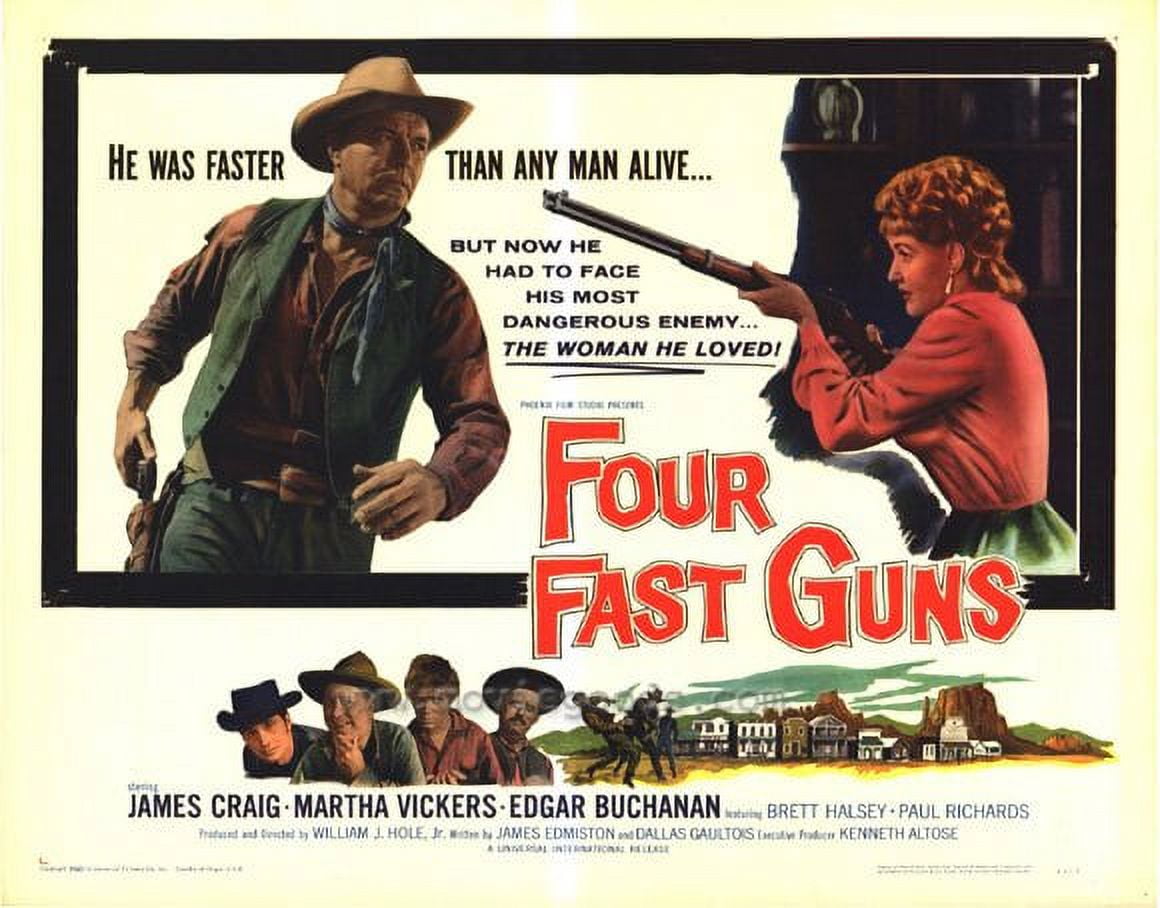 Four Fast Guns - movie POSTER (Half Sheet Style A) (22" x 28") (1960 ...