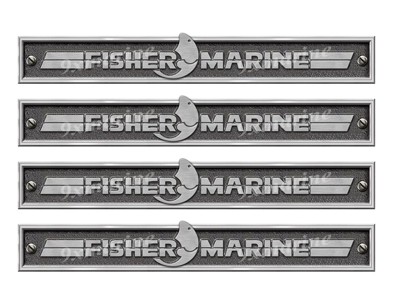 Four Fisher Marine Stickers - 10" long set. Replica Name Plate in Vinyl ...