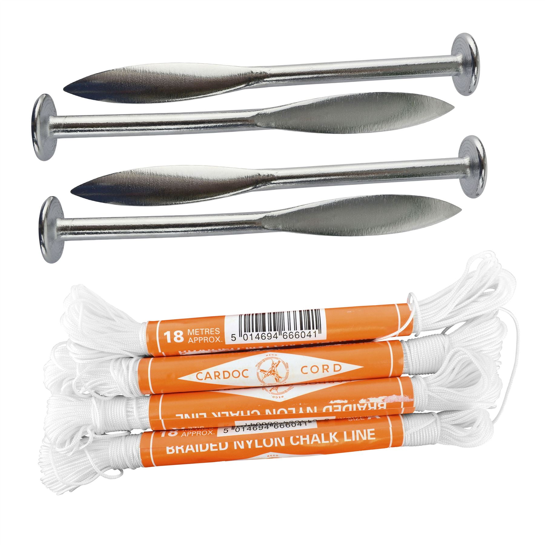 Four Footprint Line Pins & Four Braided Nylon Chalk Line Size B 18m ...