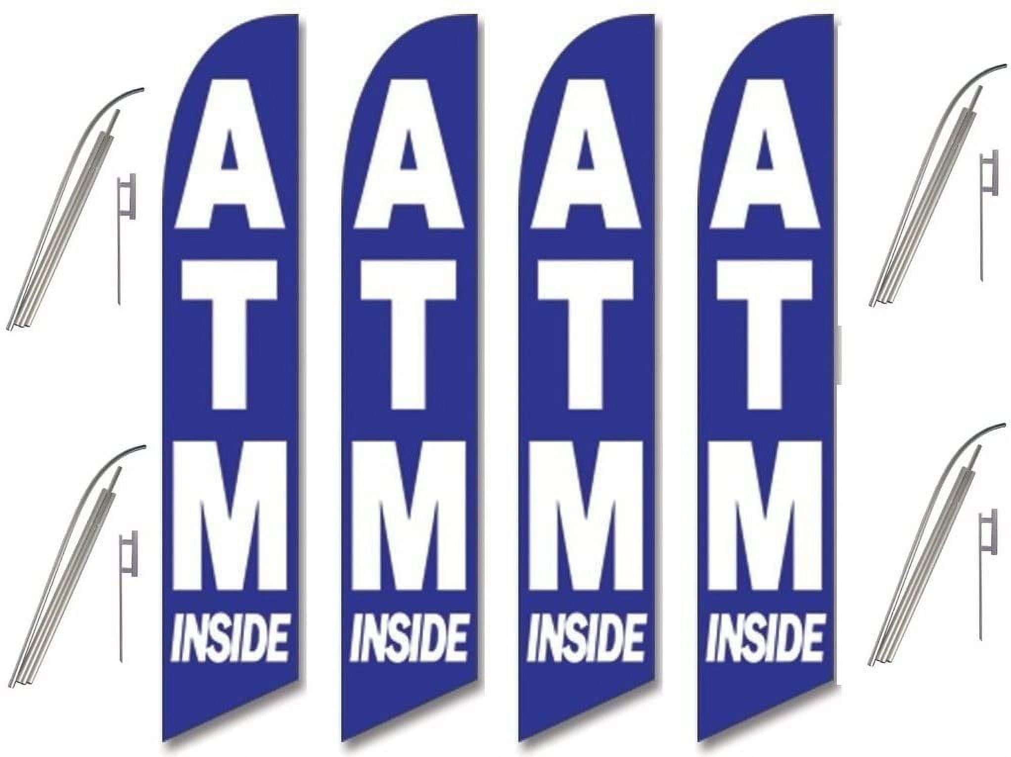 Four Full Sleeve Swooper Flags w/ Poles & Spikes ATM INSIDE Blue with ...