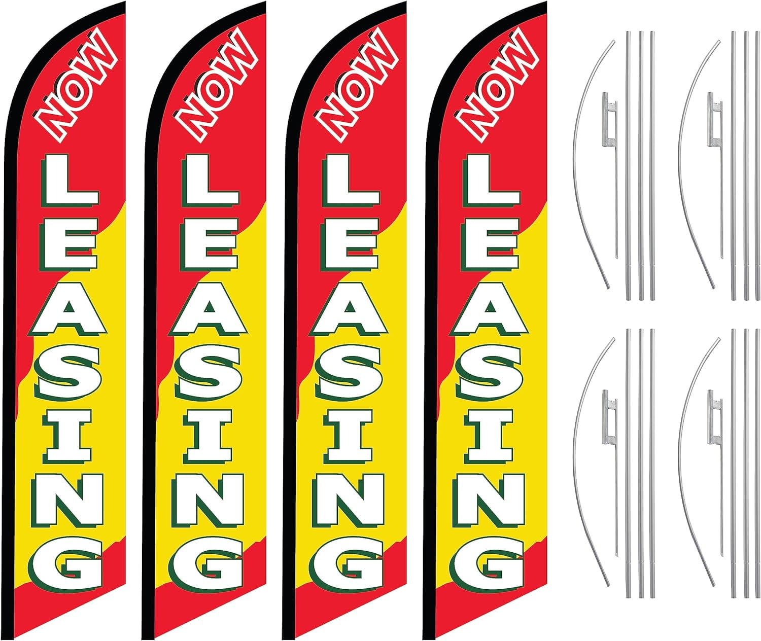 Four Full Sleeve w/ Poles Spikes NOW LEASING Red Yellow White Green ...