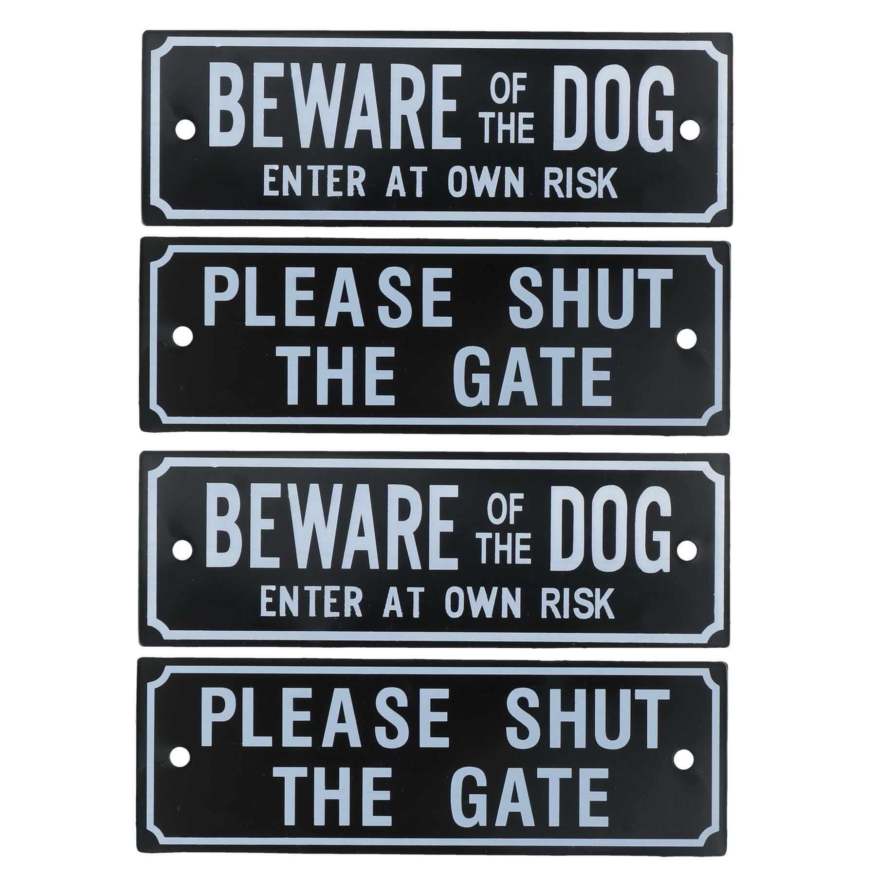 Four Garden Gate Signs - 'Beware of Dog' & 'Shut the Gate' Dog Warning ...