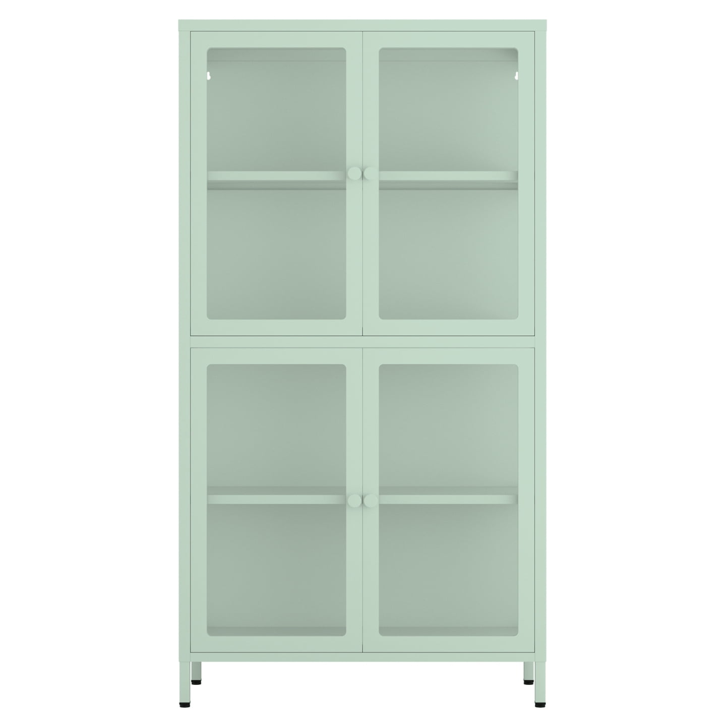 Four Glass Door Storage Cabinet with Adjustable Shelves and Feet, 59" H ...
