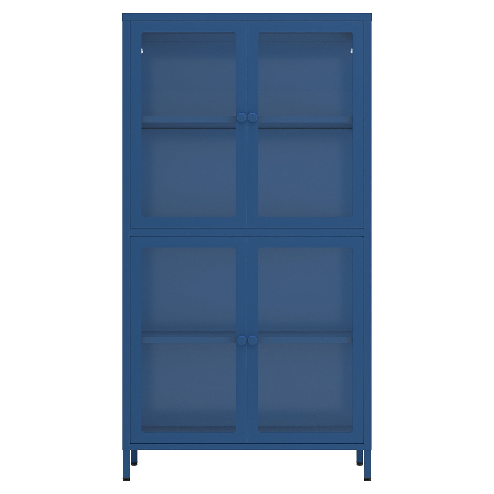 Four Glass Door Storage Cabinet with Adjustable Shelves and Feet, 59" H ...