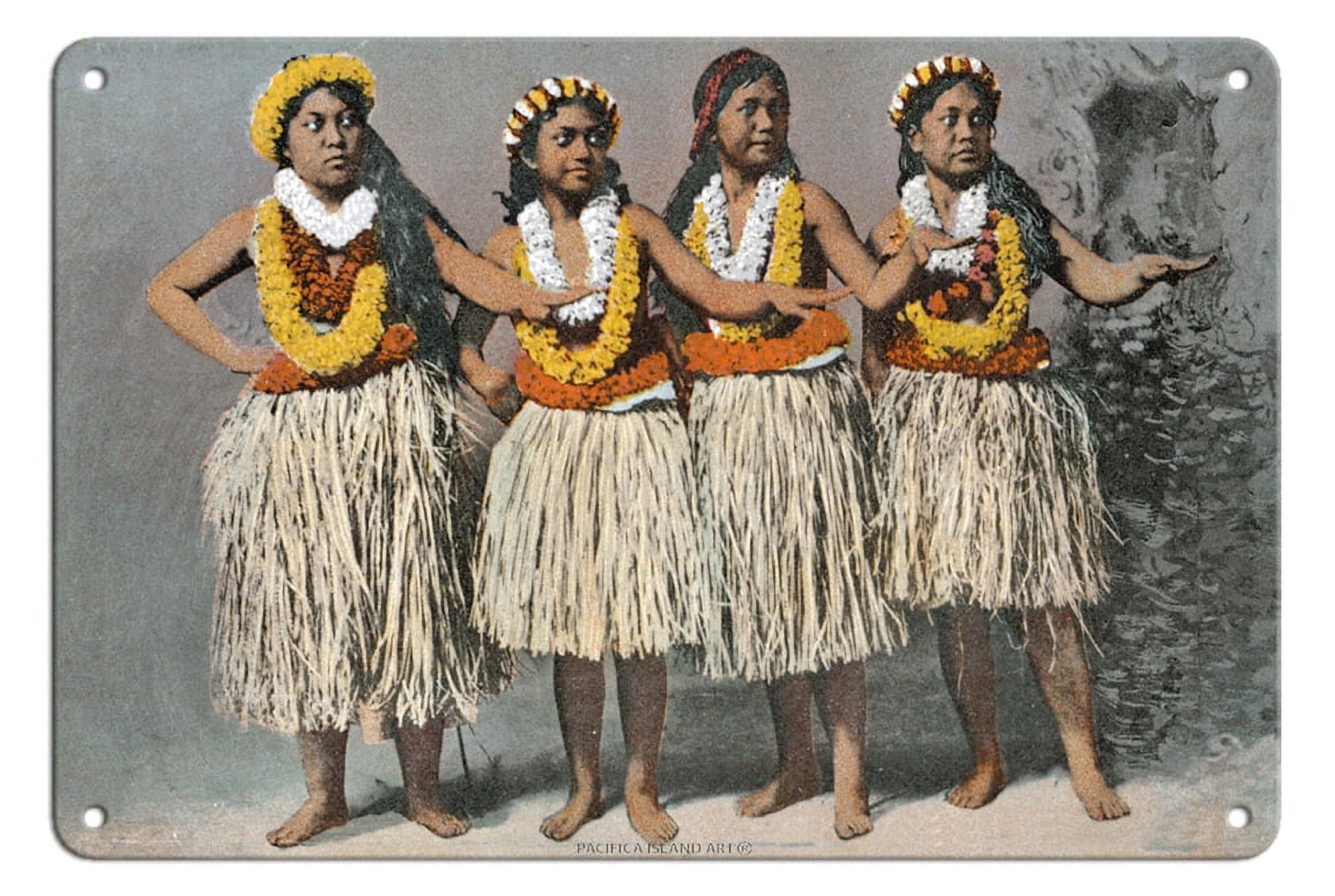 Four Hawaiian Hula Dancers - Vintage Hawaiian Color Postcard c.1880s ...