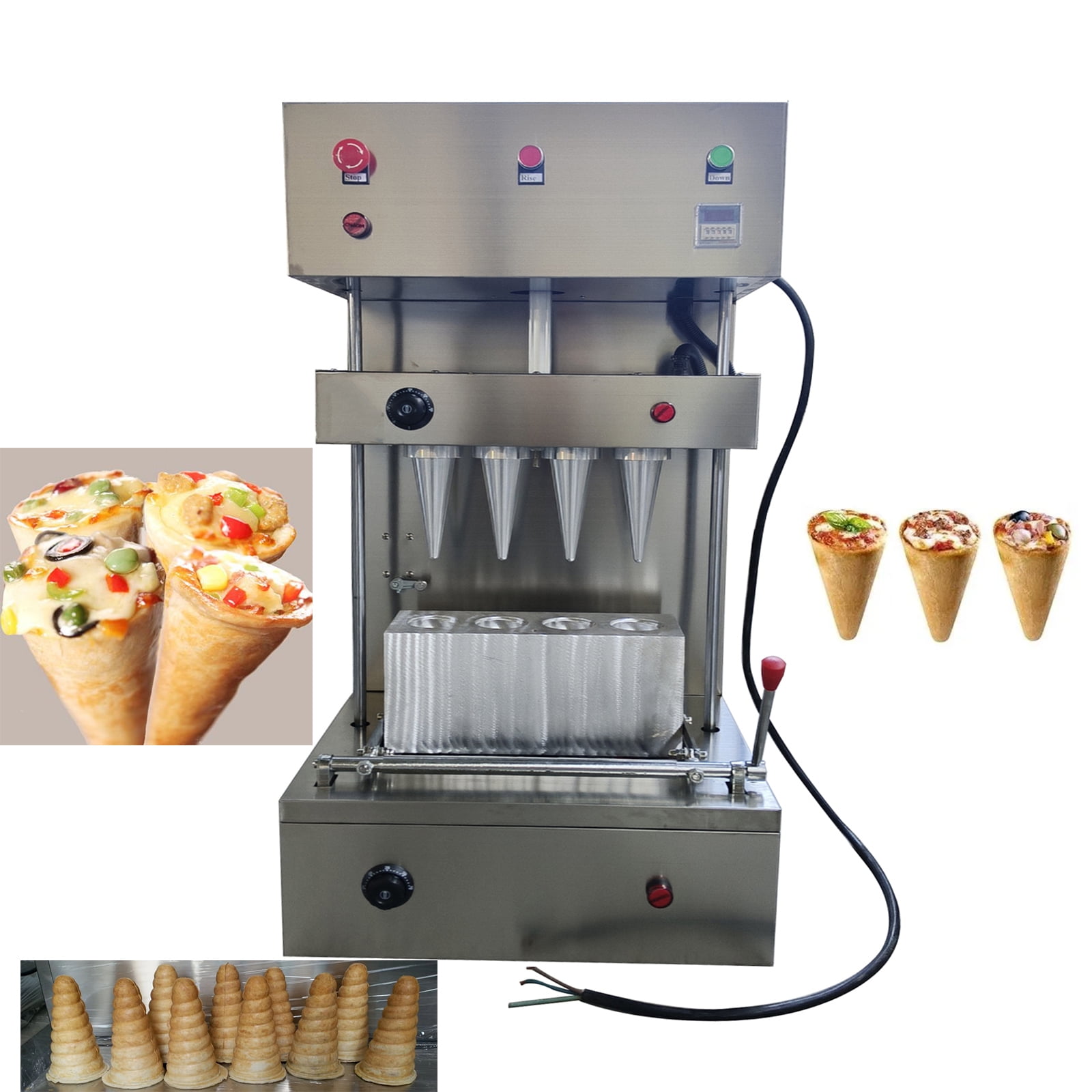Four-Head Cone Pizza Spiral Forming Machine with Thread Conical Pizza ...