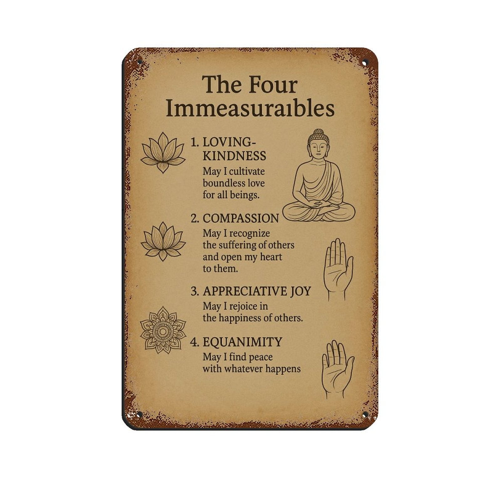 Four Immeasurable Minds Buddhist Philosophy Spiritual Growth Retro ...