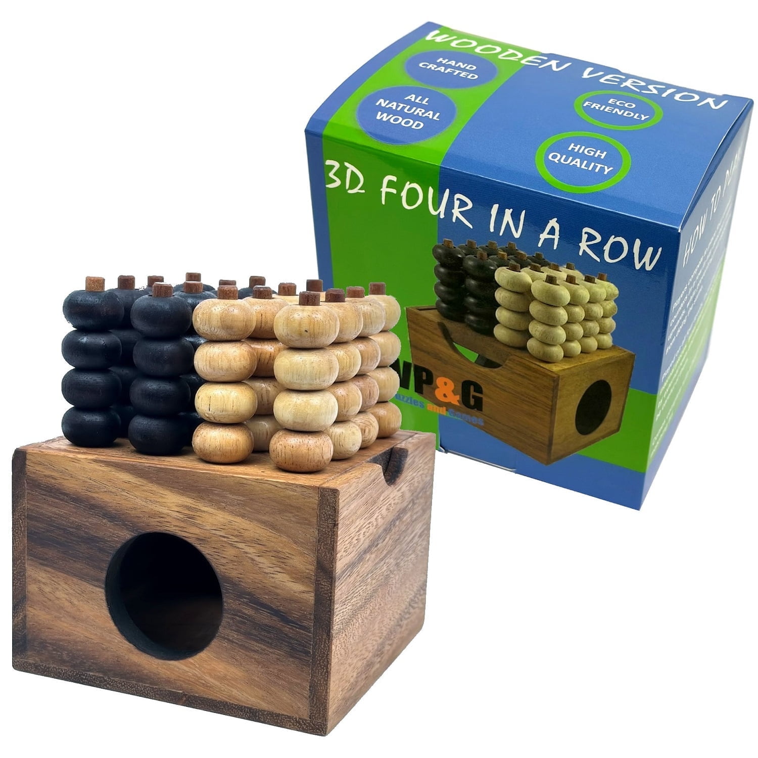 Four In A Row 3D - Wooden Strategy Game - Walmart.com