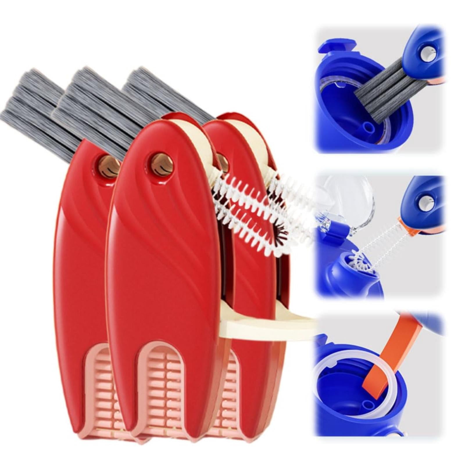 Four In One Cup Lid Cleaning Brush Red 3Pc,Cleaning Brush，I，Plastic ...
