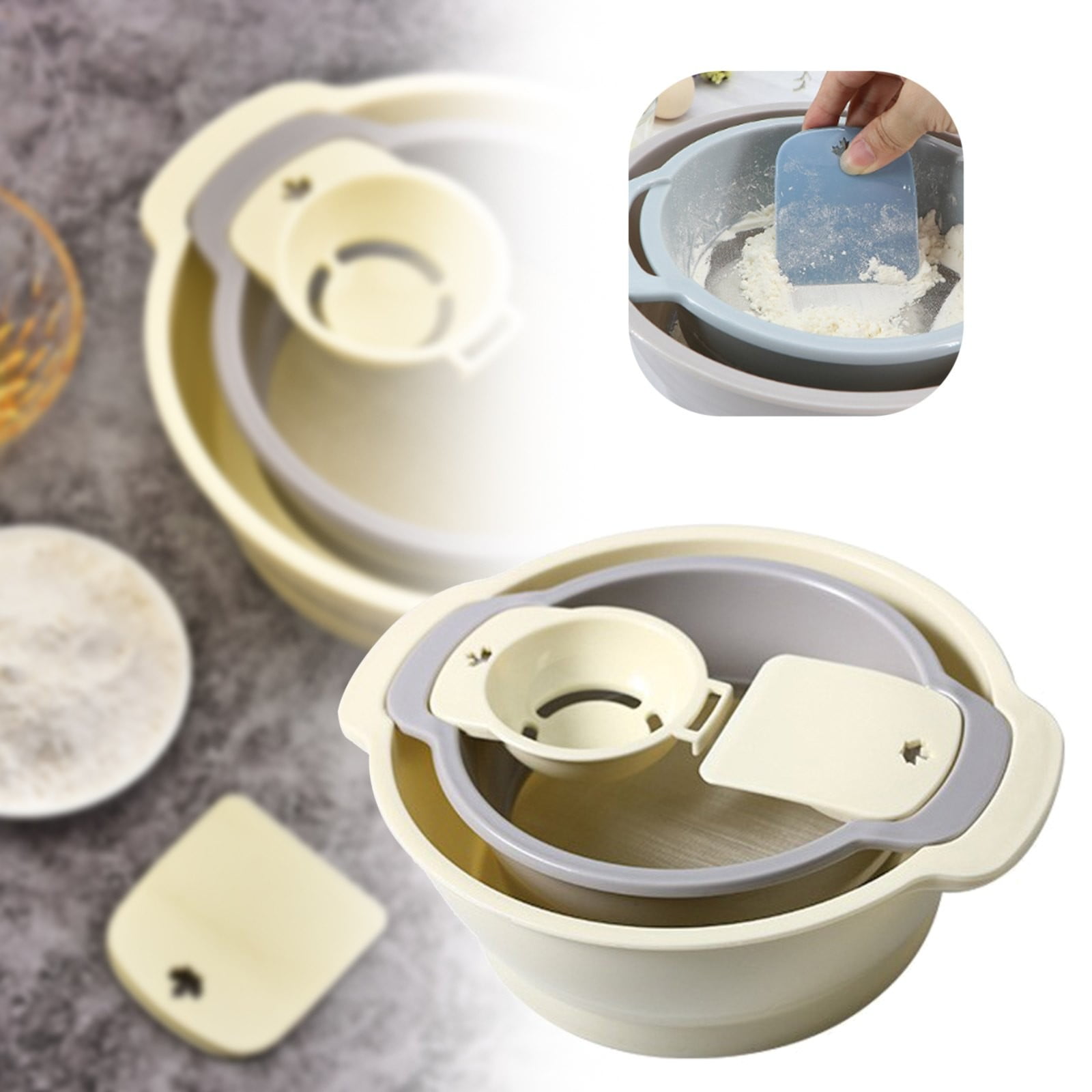 Four In One Set Of Flour Sifted Beige,Cooking Utensils，Beige，Plastic ...