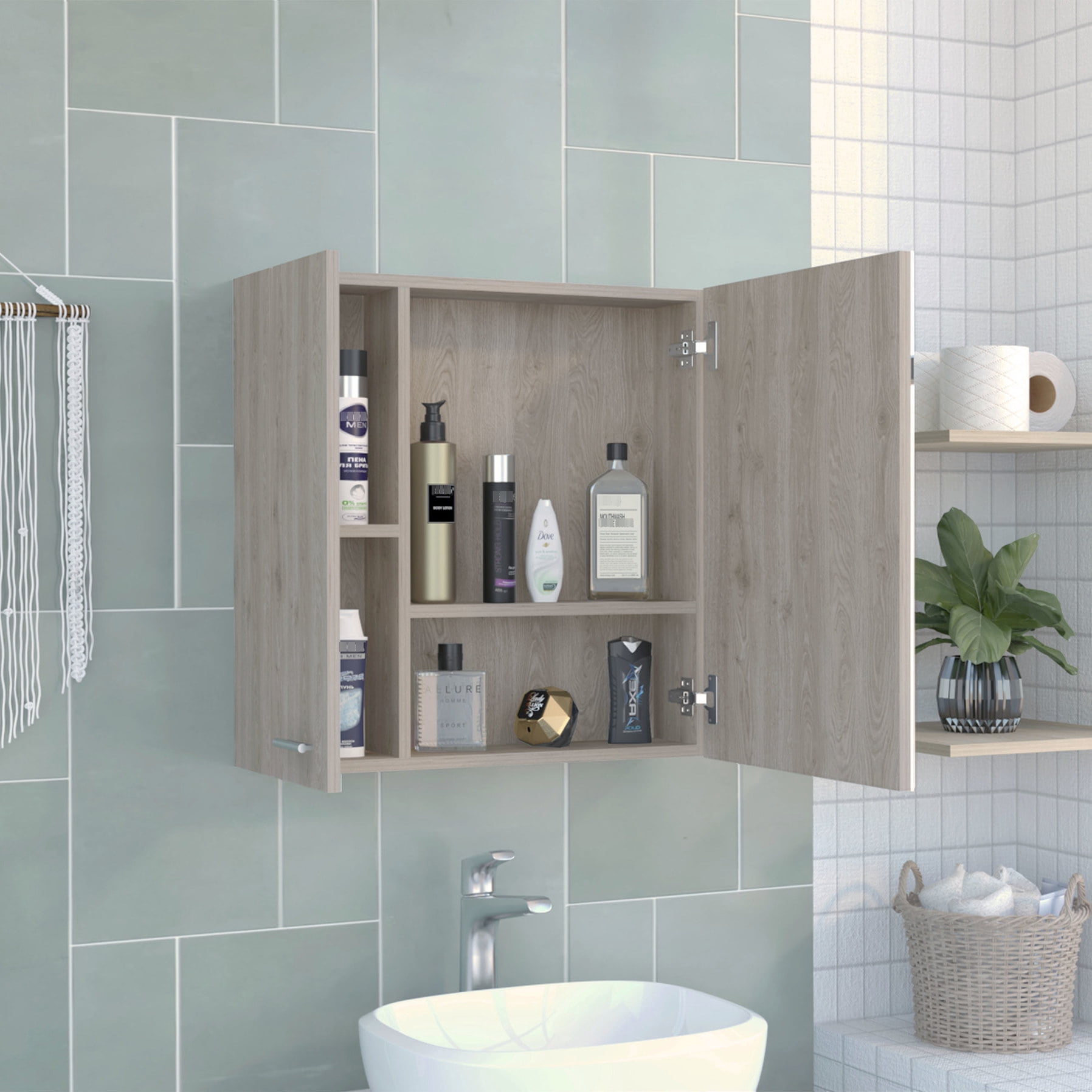 Four Interior Shelves Cabinet - Keeps Items Organized in Bathroom and ...