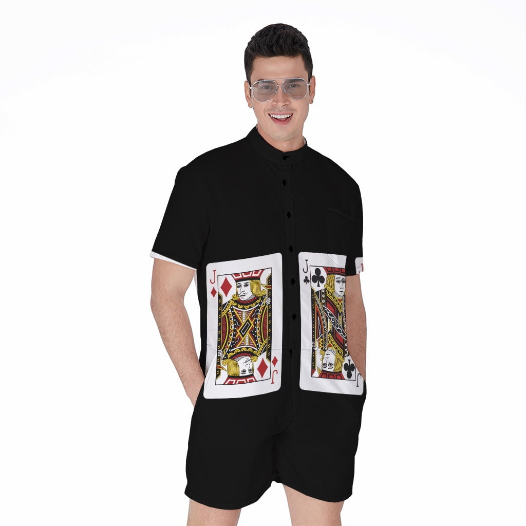 Four Jacks Playing Cards Short Sleeve Men'S Rompers, King Card Poker ...