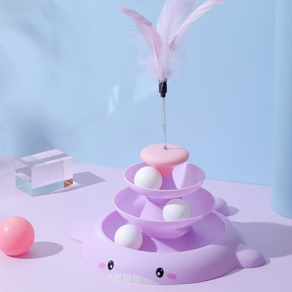 Four-Layer Space Tower Cat Turntable Toy with Feather Inserts - Self ...