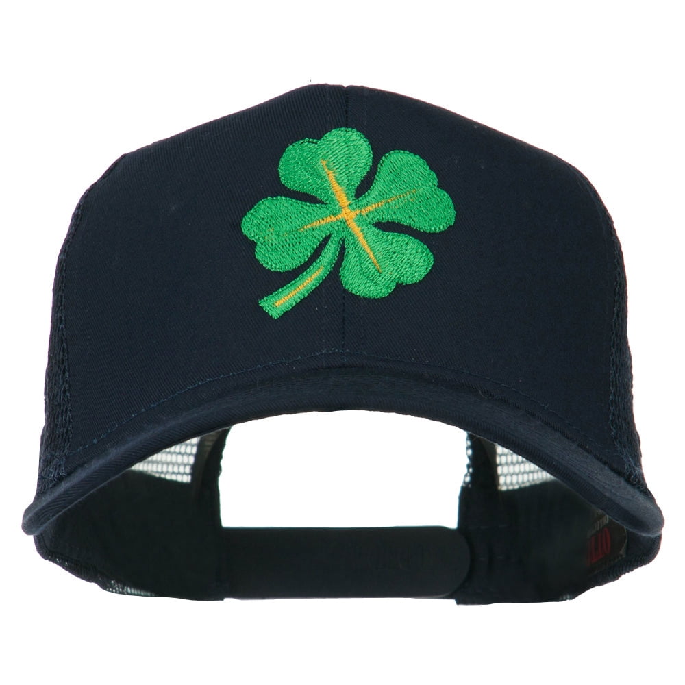 Four Leaf Clover Embroidered Trucker Cap - Navy OSFM - Walmart.com