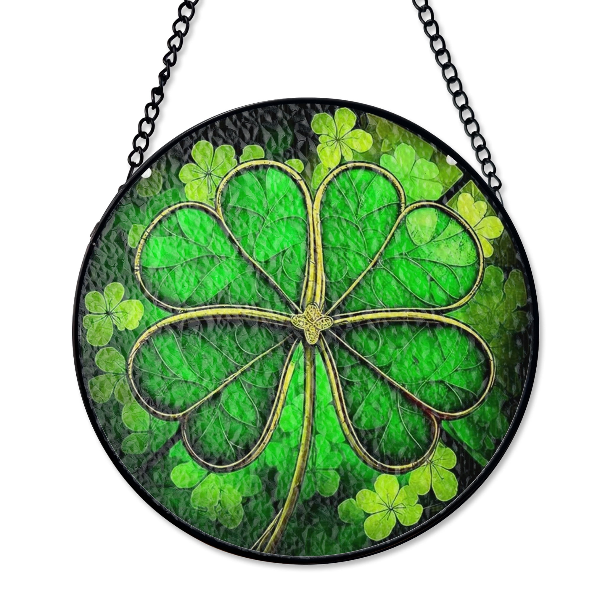 Four Leaf Clover Faux Stained Glass Suncatcher Window Hanging Nature ...