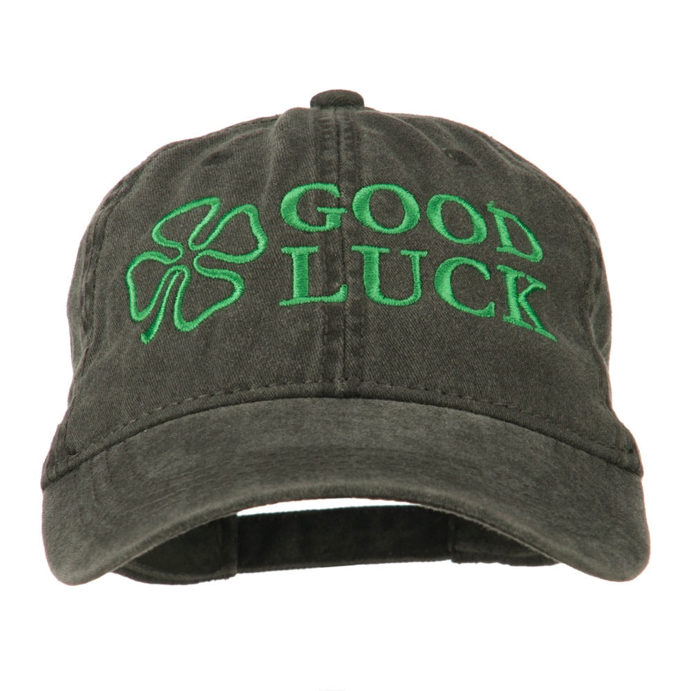 Four Leaf Clover Good Luck Embroidered Washed Cap - Black OSFM ...