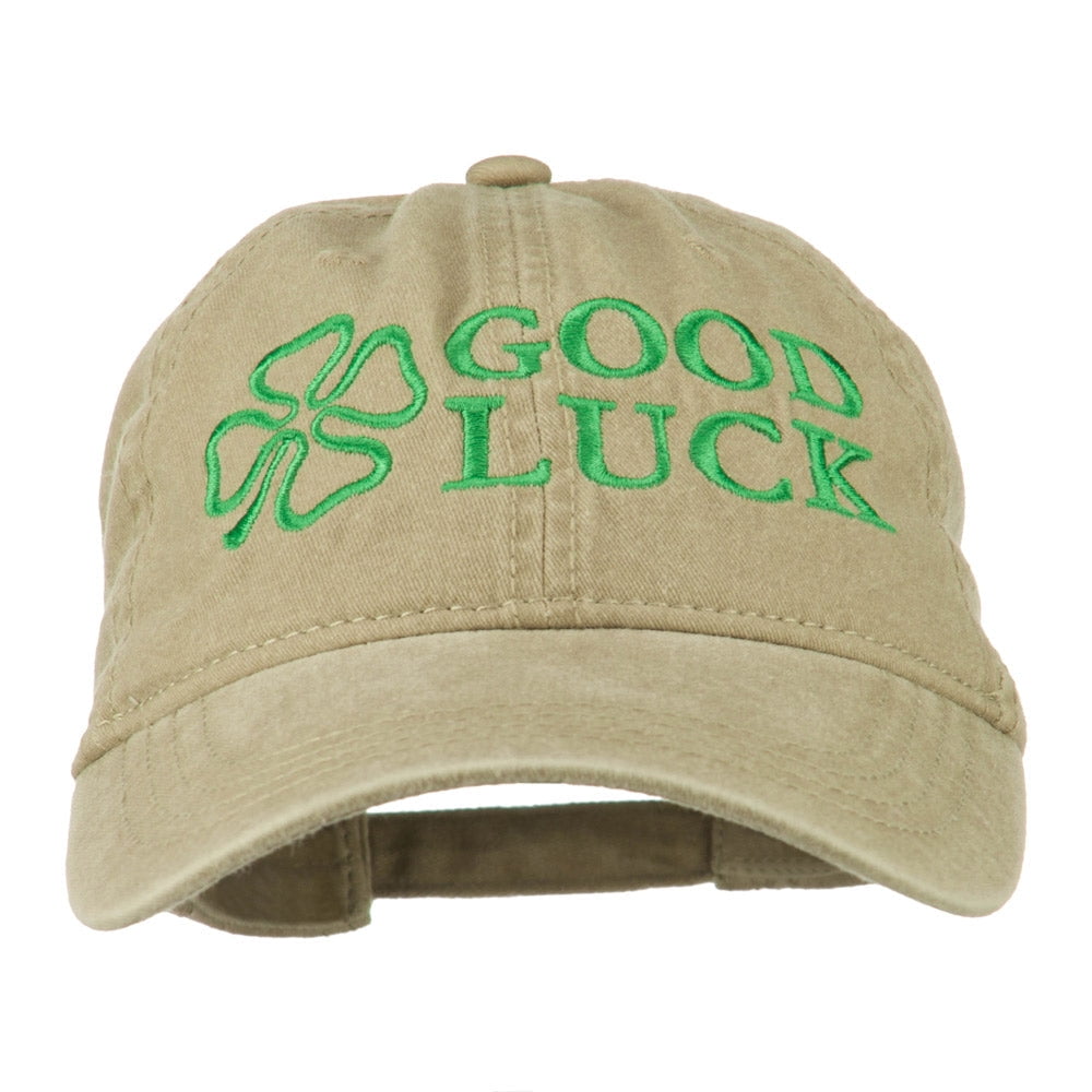 Four Leaf Clover Good Luck Embroidered Washed Cap - Khaki OSFM ...