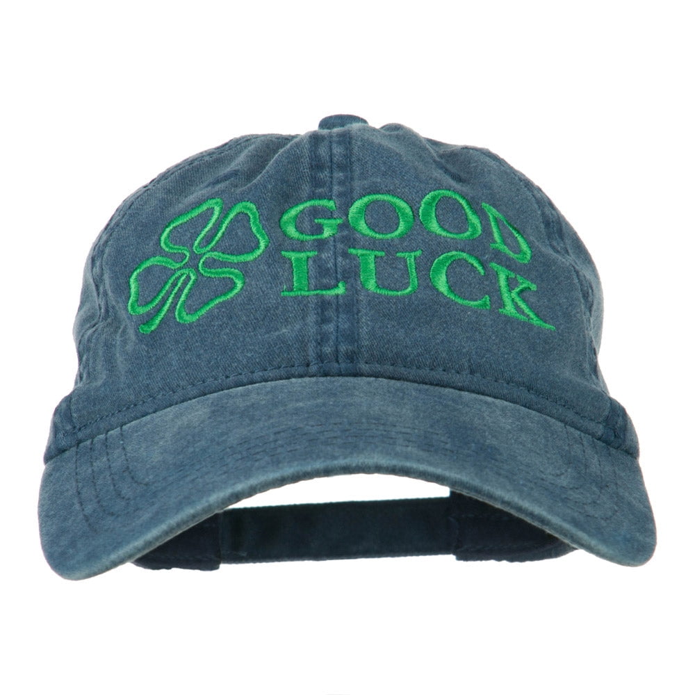 Four Leaf Clover Good Luck Embroidered Washed Cap - Navy OSFM - Walmart.com