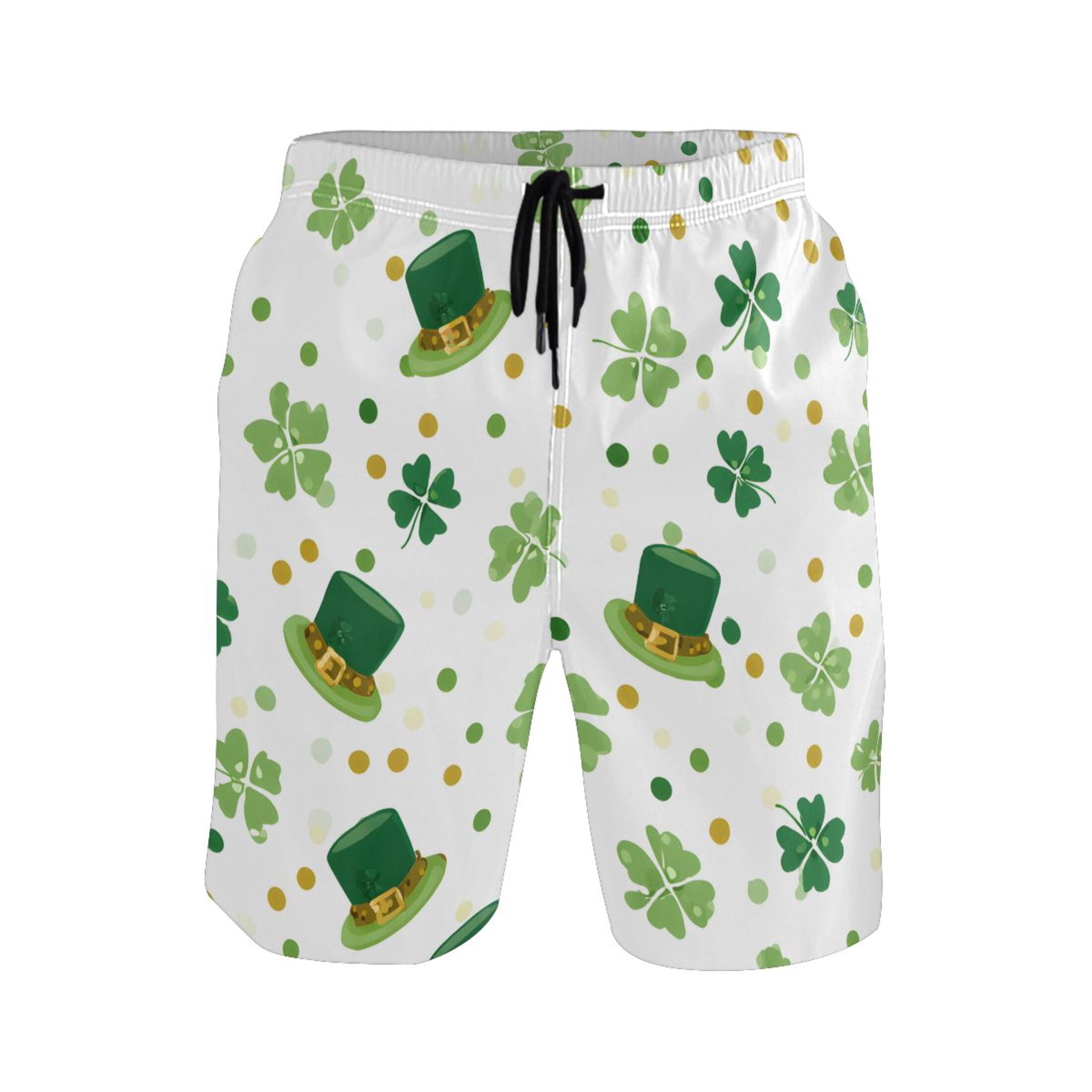Four Leaf Clover Hat Pattern Mens Swim Trunks Quick Dry Board Shorts ...