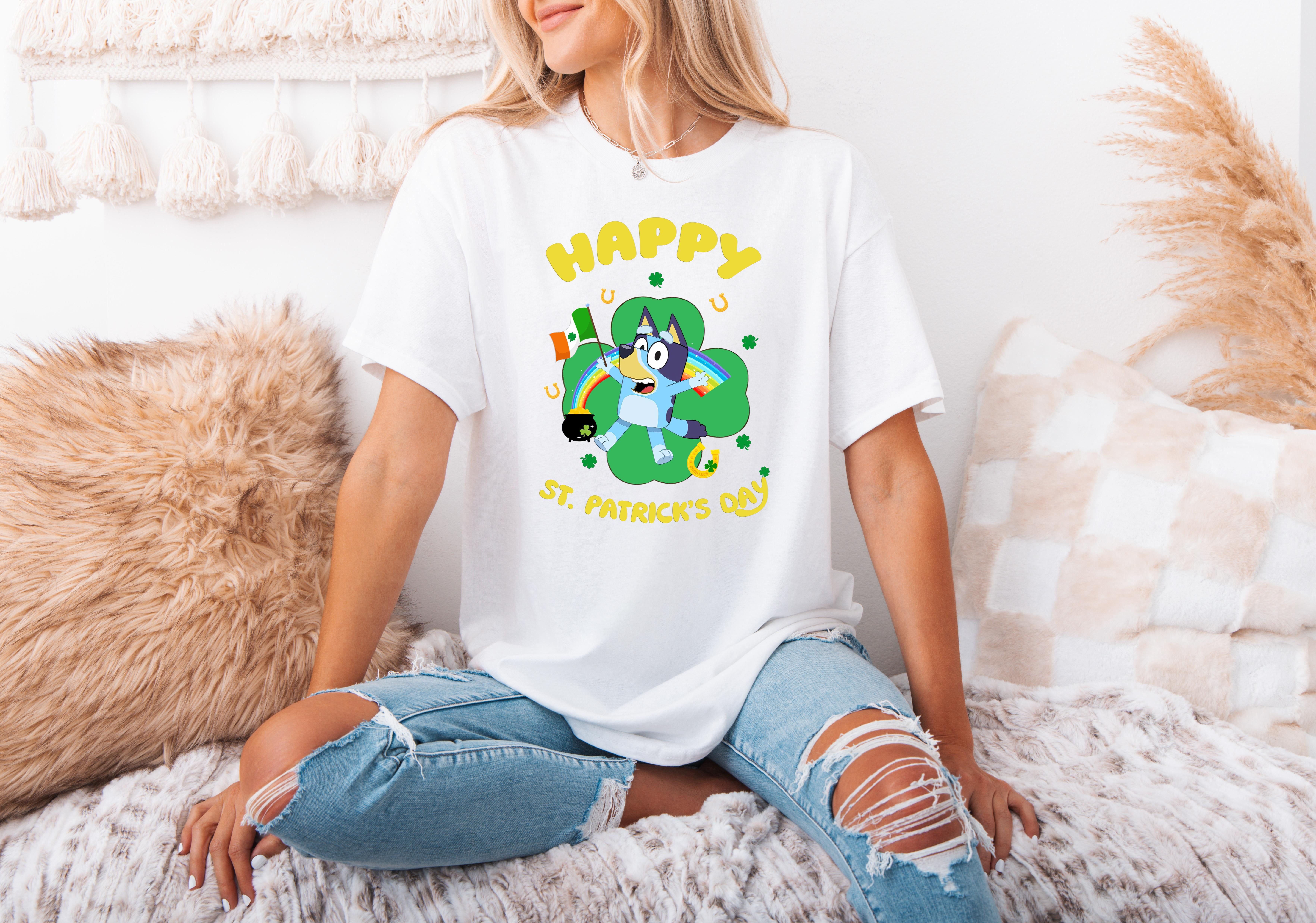 Four Leaf Clover, Lucky Bluey Tee, Bluey Shamrock, Shamrock Hoodie ...