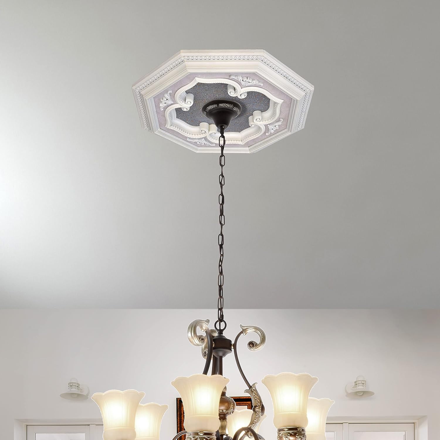Four-Leaf Clover Octagon Chandelier Ceiling Medallion and Fan Medallion ...