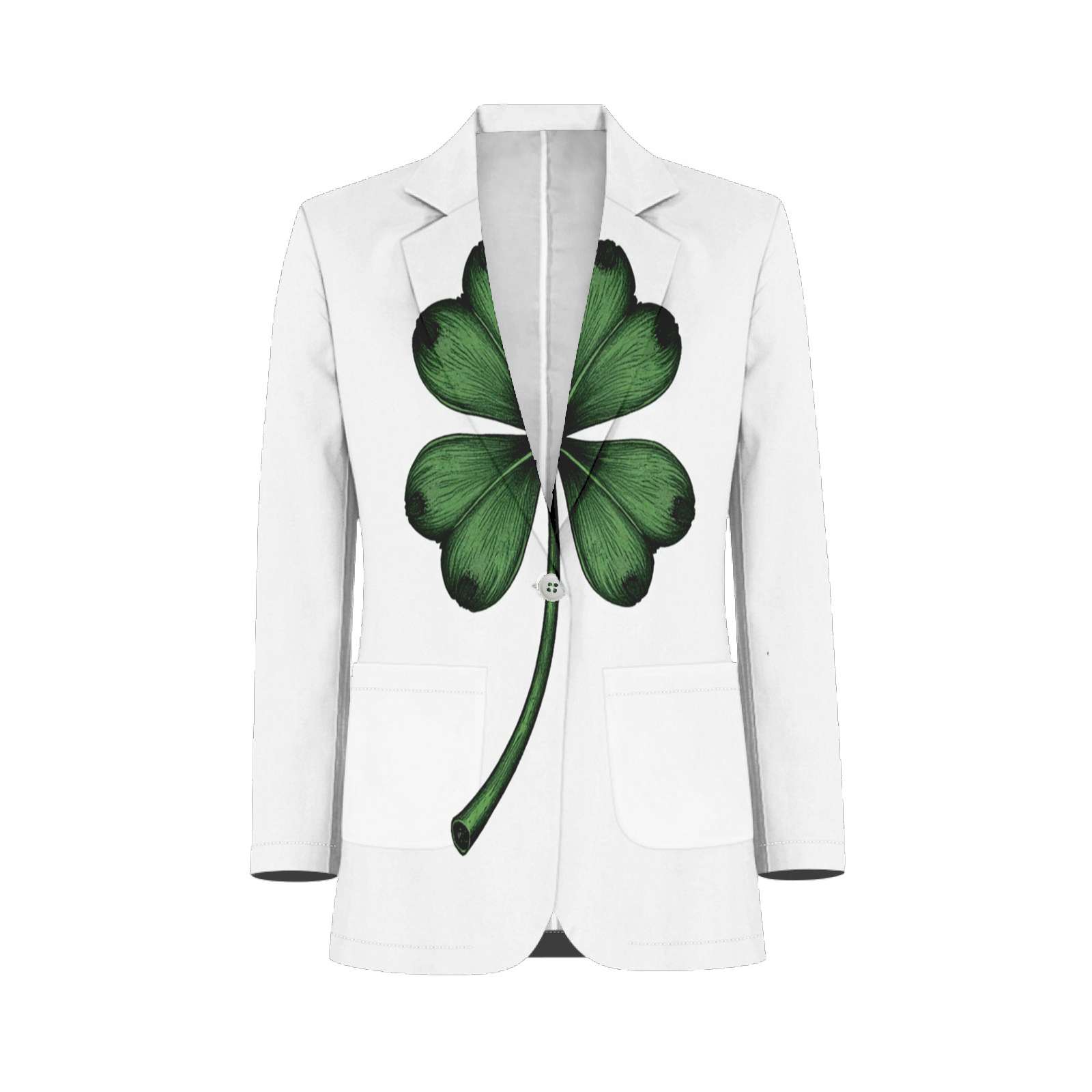 Four Leaf Clover On White Mens Suits Shawl Collar Slim Fit Suit Mens ...