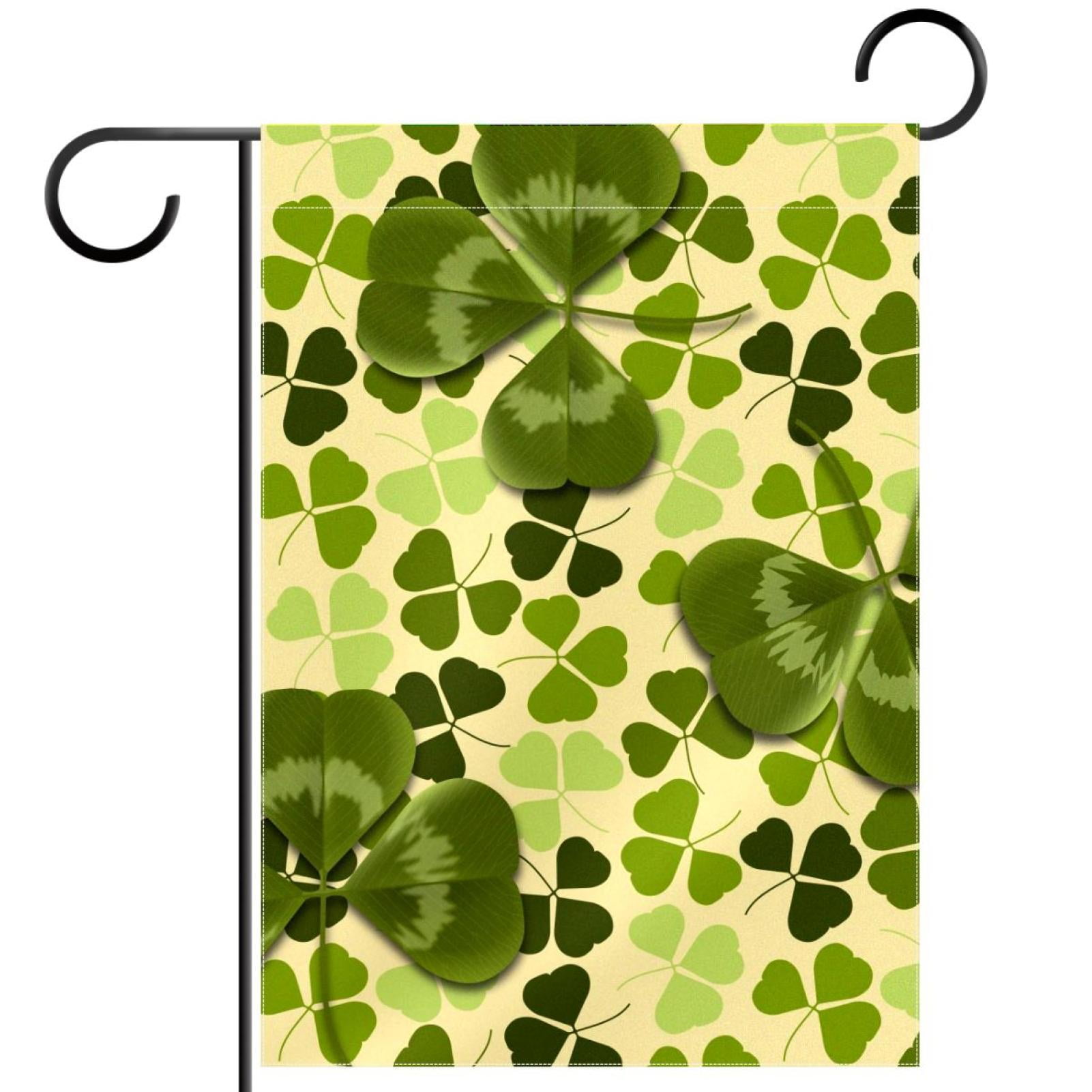 Four Leaf Clover Pattern Garden Flag 12x18 Inch Double Sided Outdoor ...