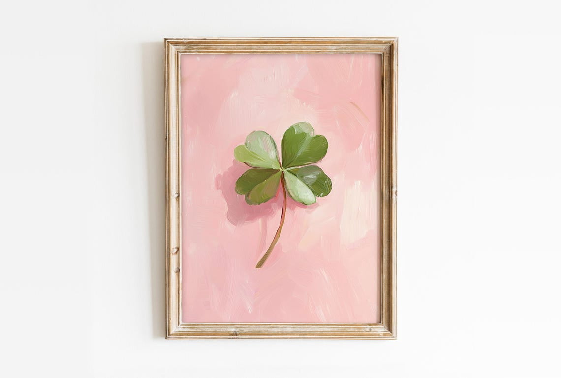 Four Leaf Clover Preppy Girly Wall Art, Unframed Paper Print Size 8x12 ...