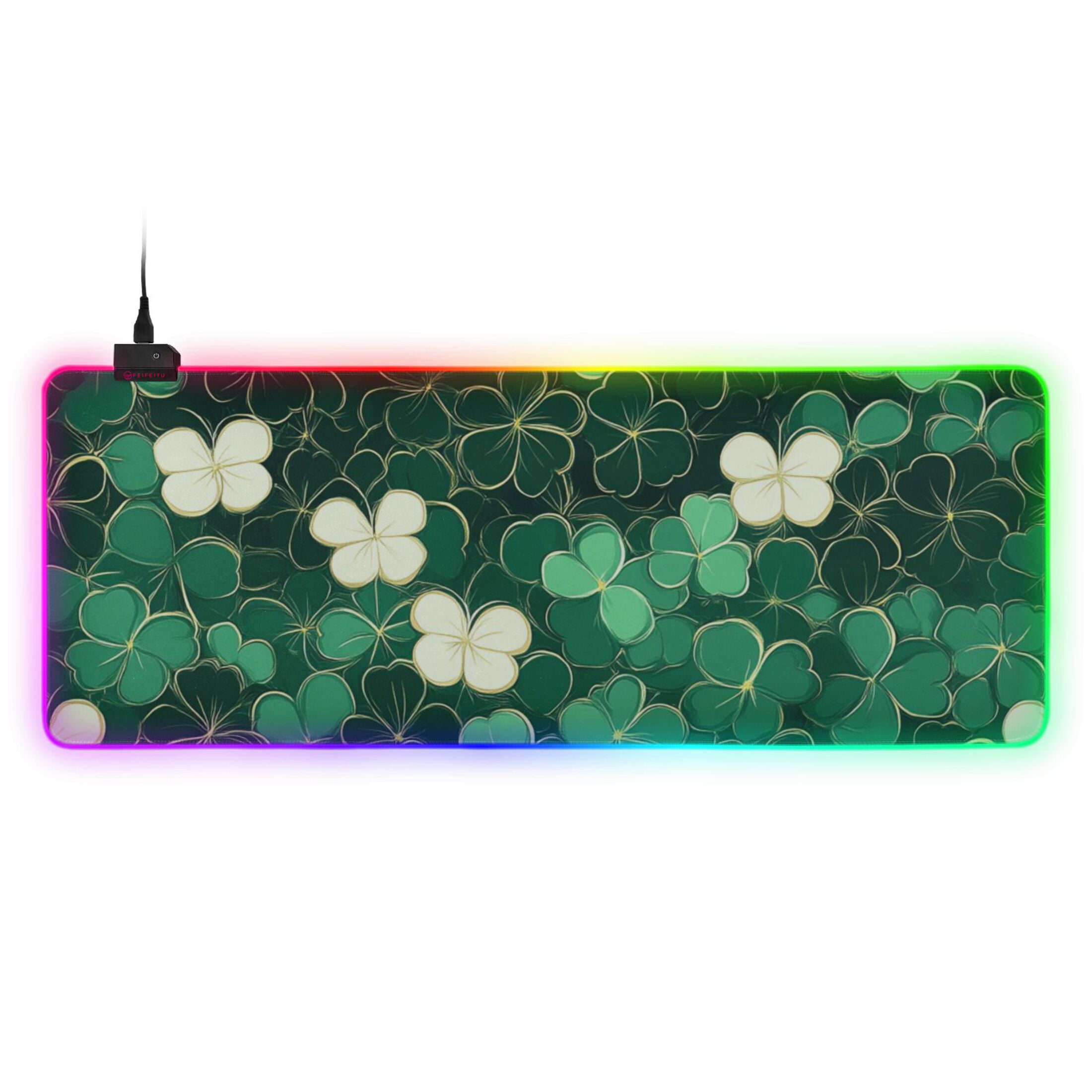 Four Leaf Clover RGB Gaming Mouse Pad Large Keyboard Mat Rubber Base 13 ...