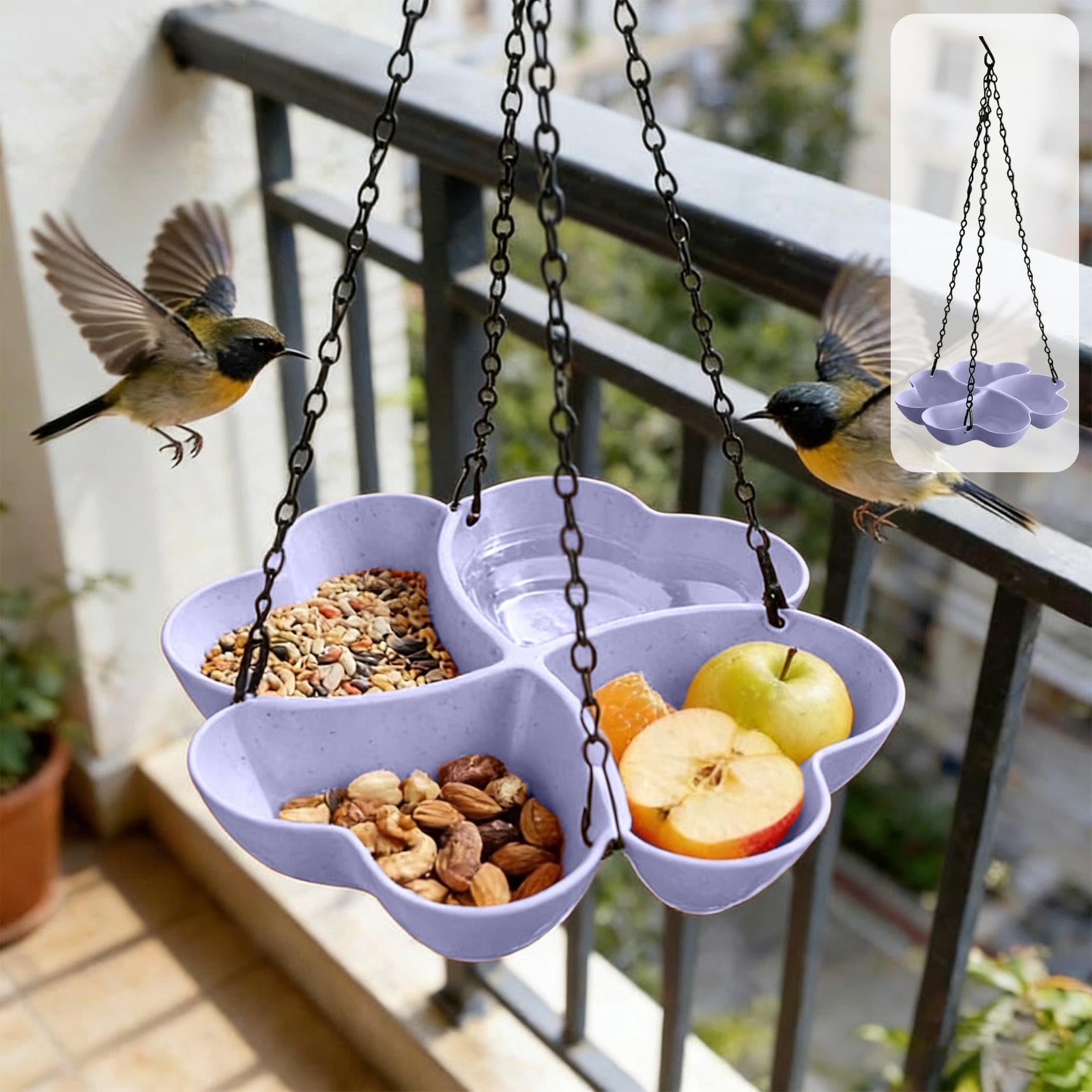 Four-Leaf Clover Shaped Bird Feeder, Outdoor Hanging Dual Purpose Bird ...
