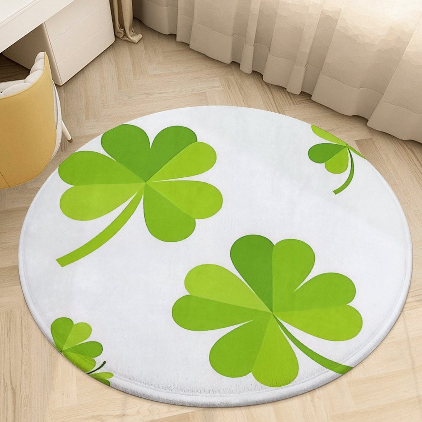 Four Leaf Clover Shapes Round Area Rugs for Bedroom Living Room, 6FT ...